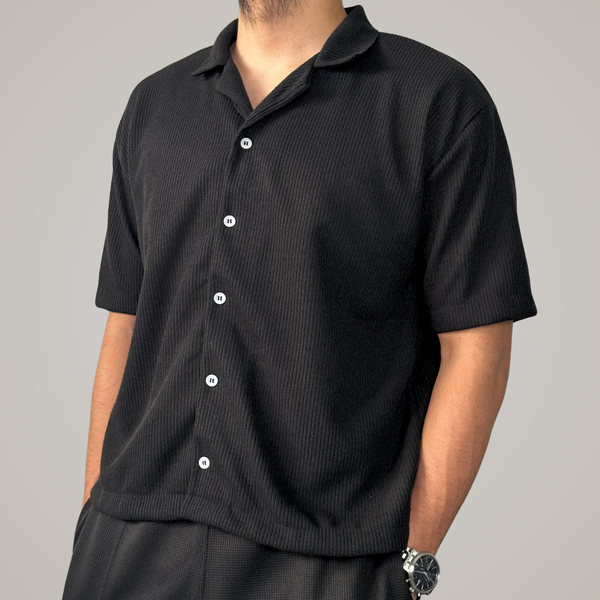 Made in Manila | Knitted Boxy Crop Polo Button Down